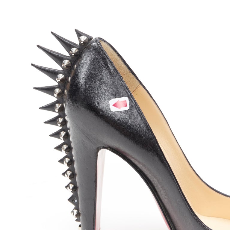 new CHRISTIAN LOUBOUTIN Eletcropump black spike stud mohawk heel pump ...