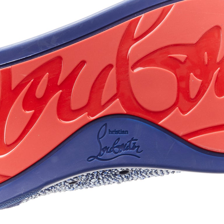 new CHRISTIAN LOUBOUTIN Louis Junior blue strass crystal low top ...