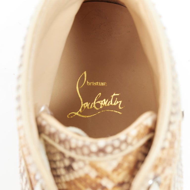 new CHRISTIAN LOUBOUTIN Louis natural beige snake leather high sneaker ...