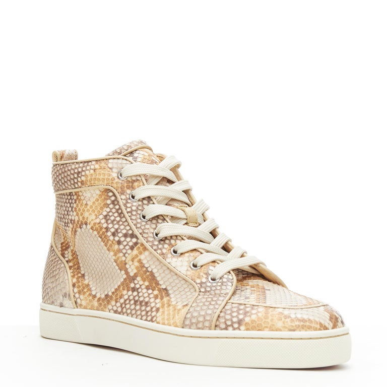 new CHRISTIAN LOUBOUTIN Louis natural beige snake leather high sneaker ...