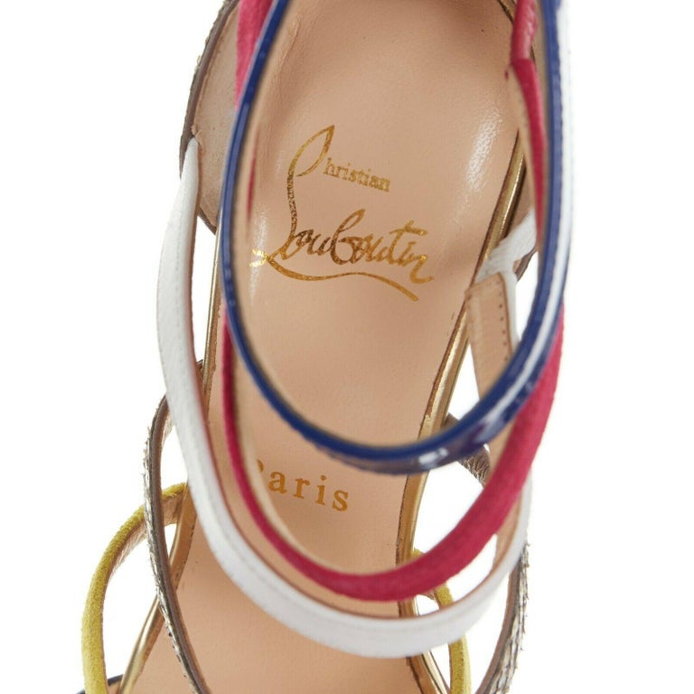 new CHRISTIAN LOUBOUTIN Mariniere 100 mutlicolor strappy python heel ...