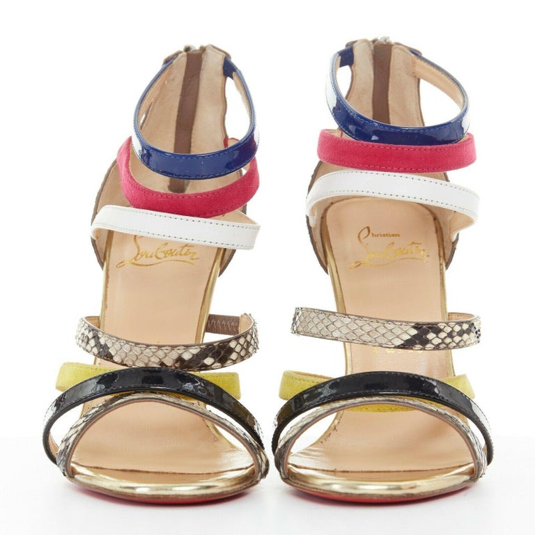 new CHRISTIAN LOUBOUTIN Mariniere 100 mutlicolor strappy python heel ...