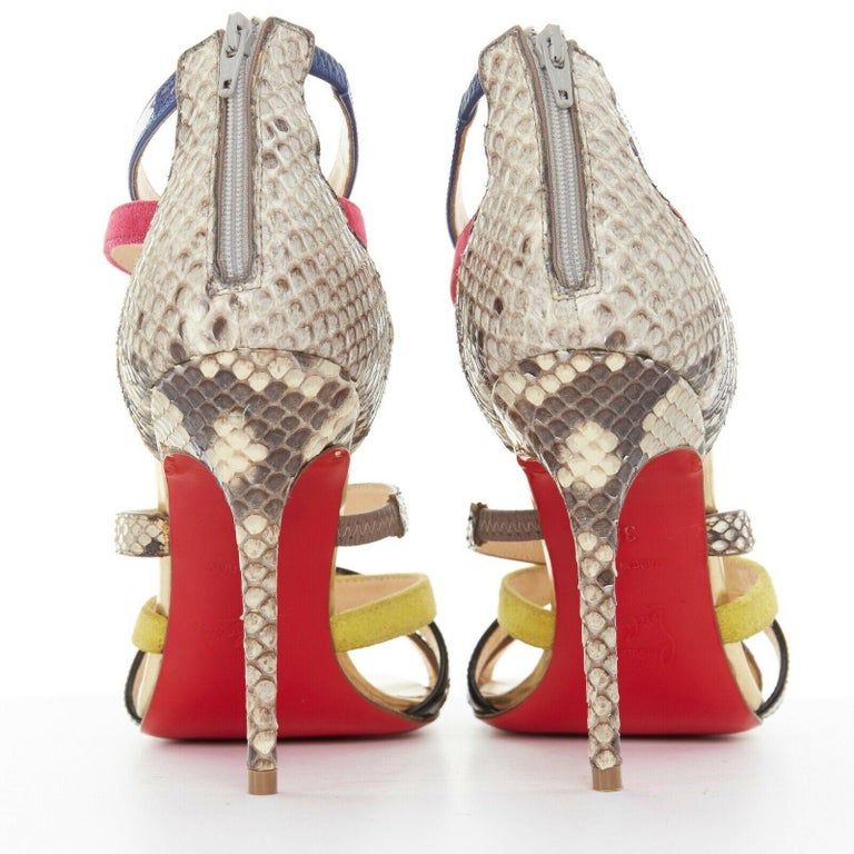 new CHRISTIAN LOUBOUTIN Mariniere 100 mutlicolor strappy python heel ...