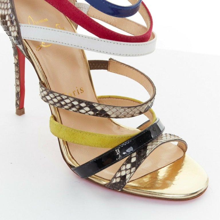 new CHRISTIAN LOUBOUTIN Mariniere 100 mutlicolor strappy python heel ...