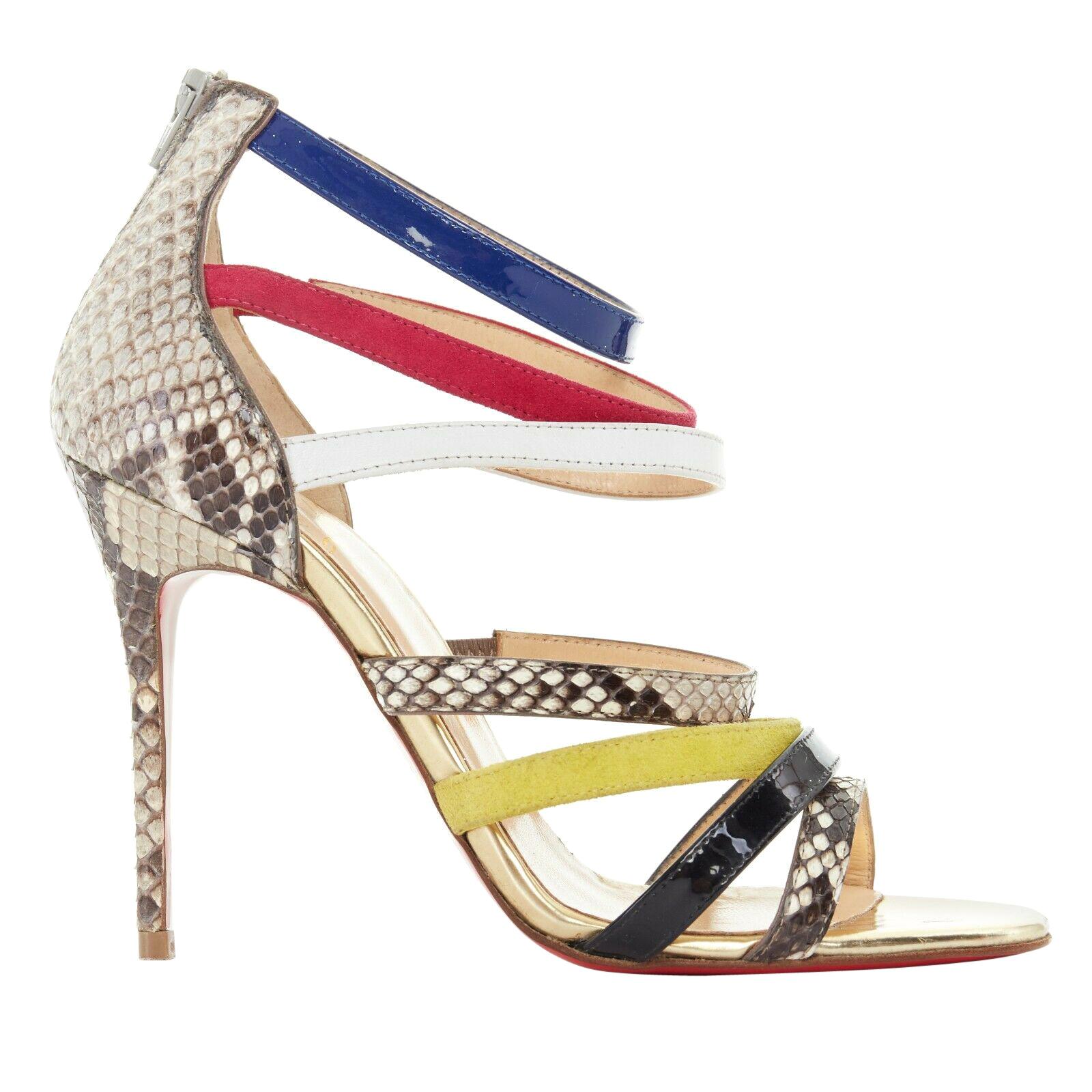 new CHRISTIAN LOUBOUTIN Mariniere 100 mutlicolor strappy python heel ...