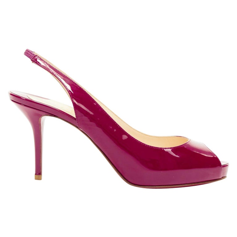new CHRISTIAN LOUBOUTIN Mater Claude Sling 85 raspberry pink patent ...