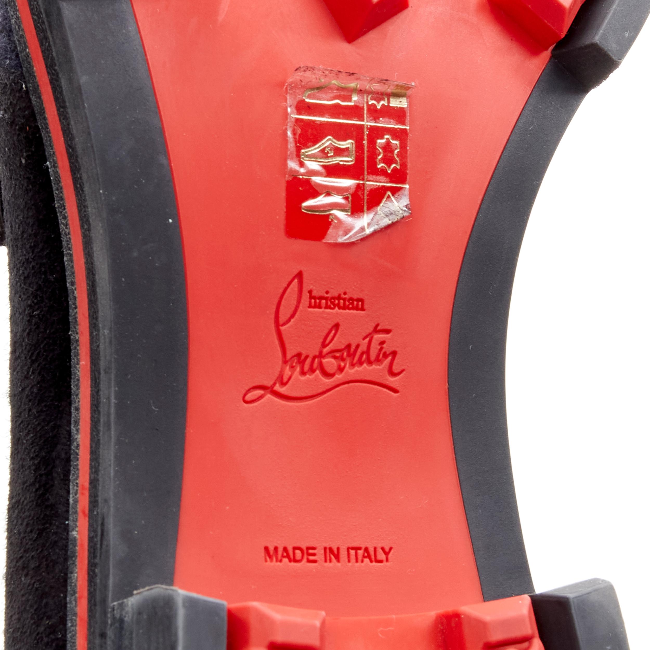 new CHRISTIAN LOUBOUTIN Mortimer X black suede tweed lug sole monk ...