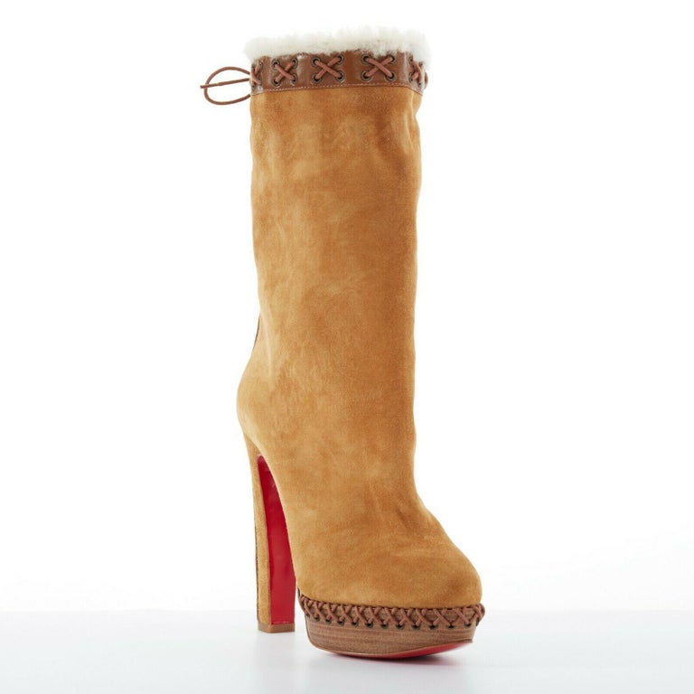 new CHRISTIAN LOUBOUTIN Oulanbator 160 suede shearling platform tall ...