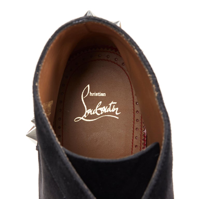 new CHRISTIAN LOUBOUTIN Yannick Flat black suede spike stud creeper ...