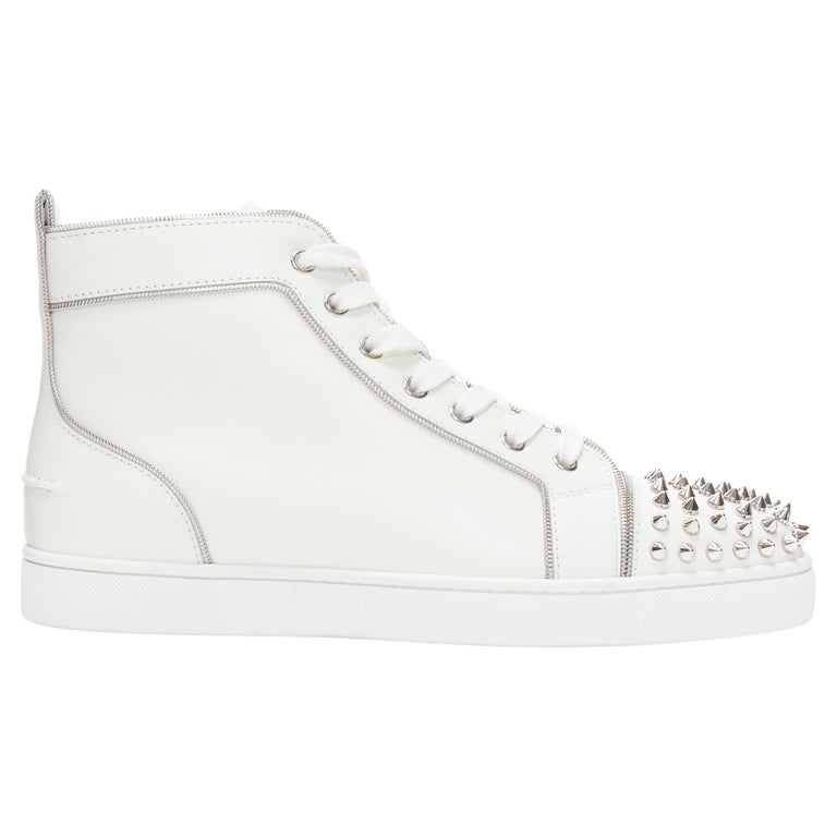 new CHRISTIANN LOUBOUTIN Lou Z Spike white zip trim spike toe sneaker ...