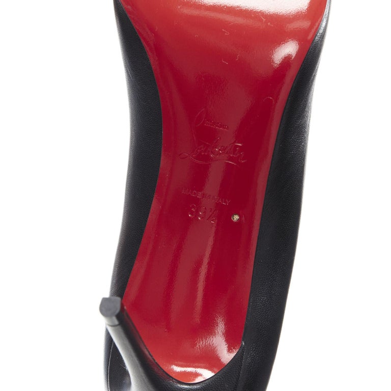 new CHRSTIAN LOUBOUTIN Predupump 85 black leather PVC stud toe cap pump ...