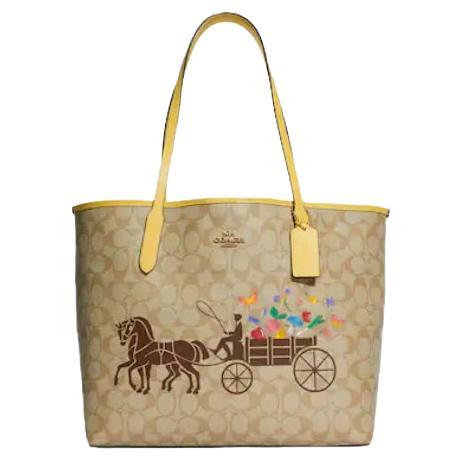 NEW Coach Beige City Tote Monogram Signature Canvas Tote Shoulder Bag ...