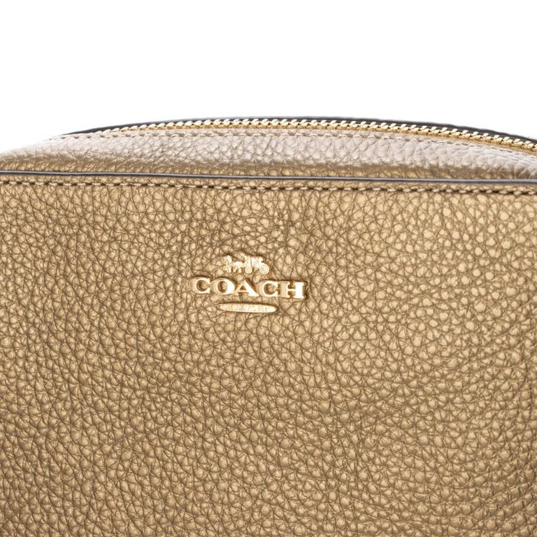 NEW Coach Beige Metallic Leather Mini Camera Crossbody Bag For Sale at ...