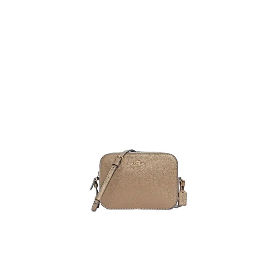 NEW Coach Beige Metallic Leather Mini Camera Crossbody Bag For Sale at ...