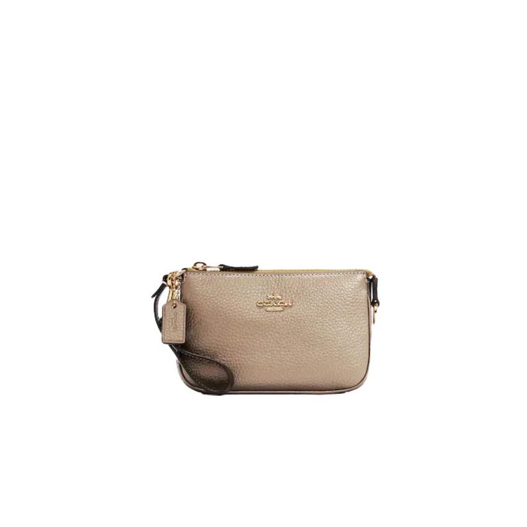 NEW Coach Beige Metallic Nolita 15 Leather Pouch Clutch Purse Bag For ...