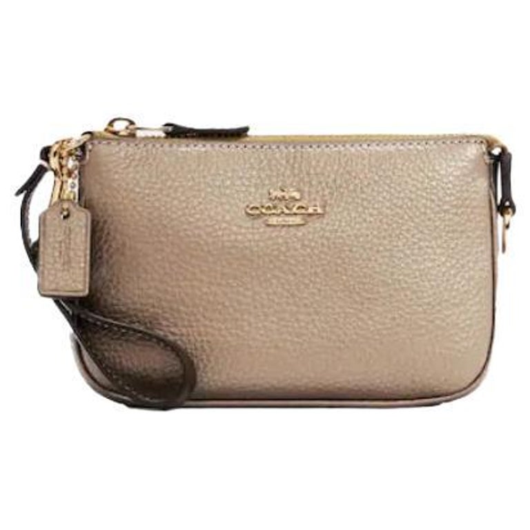 NEW Coach Beige Metallic Nolita 15 Leather Pouch Clutch Purse Bag For ...