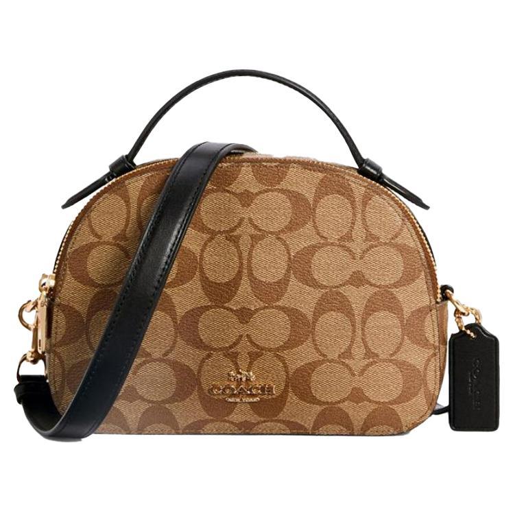 NEW Coach Brown White Mini Camera Bag Monogram Signature Canvas ...