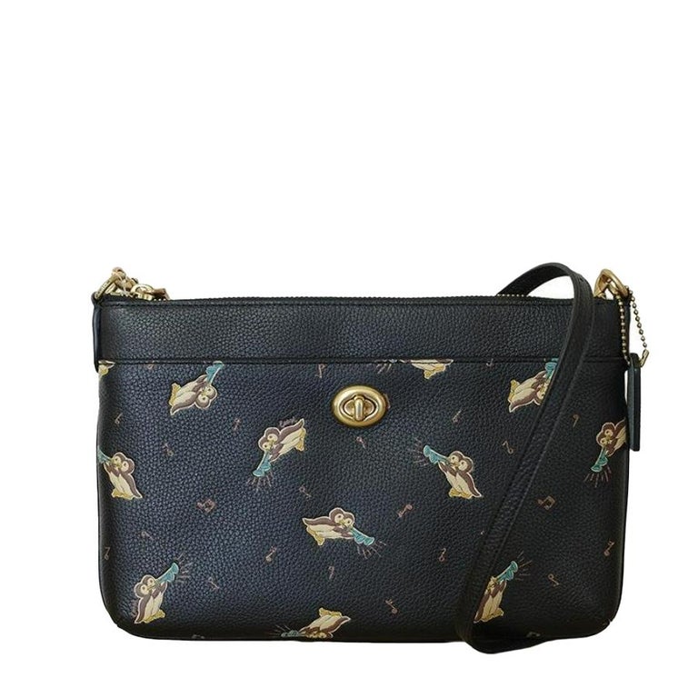 NEW Coach Black Polly Penguin Monogram Leather Crossbody Bag For Sale ...