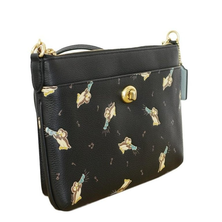 NEW Coach Black Polly Penguin Monogram Leather Crossbody Bag For Sale ...