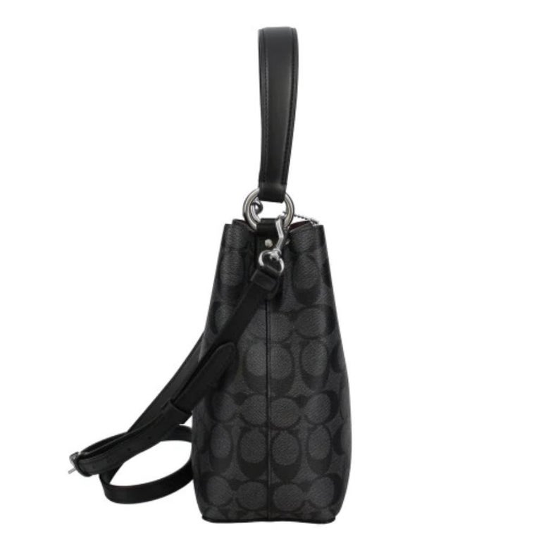 NEW Coach Black Small Town Monogram Canvas Bucket Bag Crossbody Bag For ...