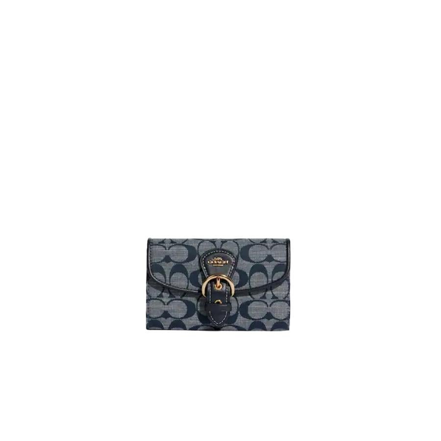 NEW Coach Blue Kleo Monogram Signature Chambray Wallet For Sale at ...