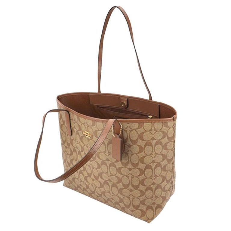 NEW Coach Brown City Tote Monogram Signature Canvas Tote Shoulder Bag ...