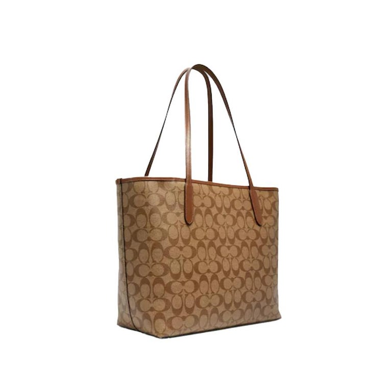 NEW Coach Brown City Tote Monogram Signature Canvas Tote Shoulder Bag ...