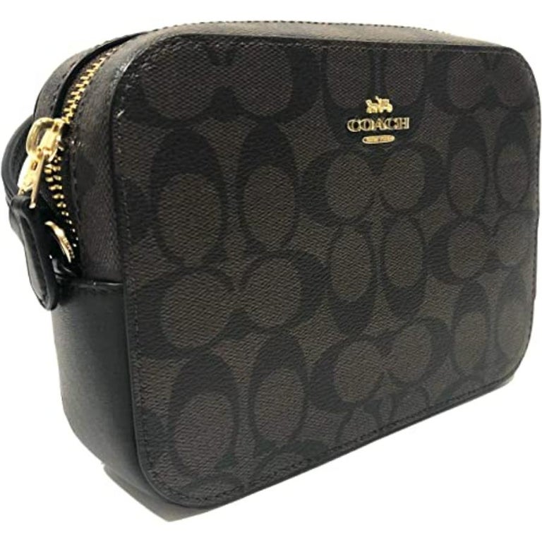 NEW Coach Dark Brown Mini Camera Bag Monogram Signature Canvas ...