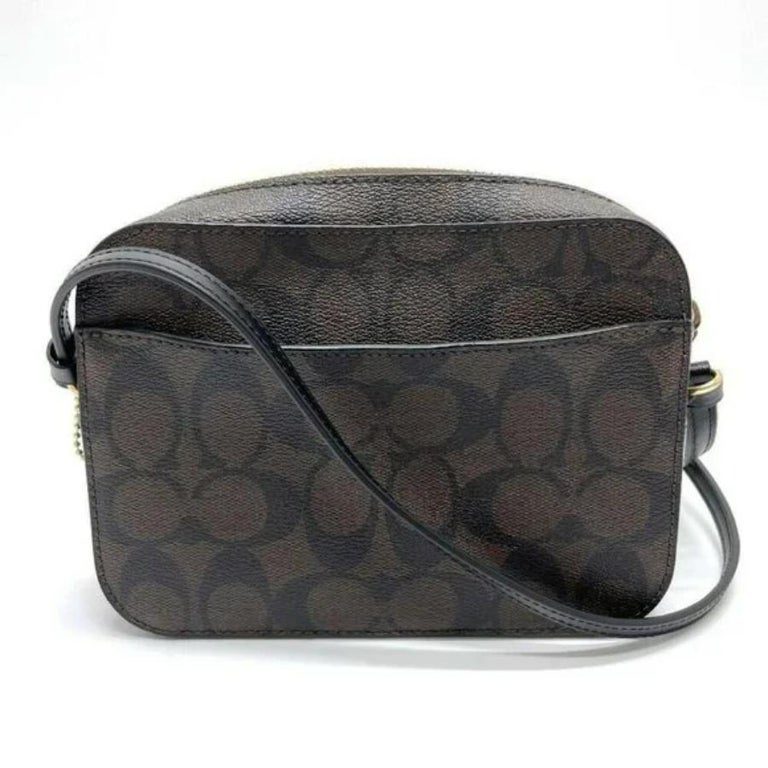 NEW Coach Dark Brown Mini Camera Bag Monogram Signature Canvas ...