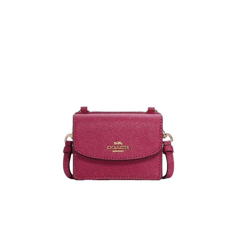 NEW Coach Pink Flap Card Case on Lanyard Leather Crossbody Bag For Sale ...