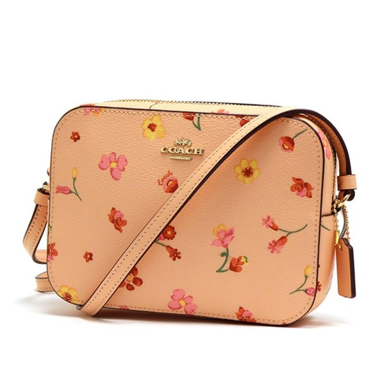 NEW Coach Pink Mini Mystical Floral Print Canvas Camera Crossbody Bag ...