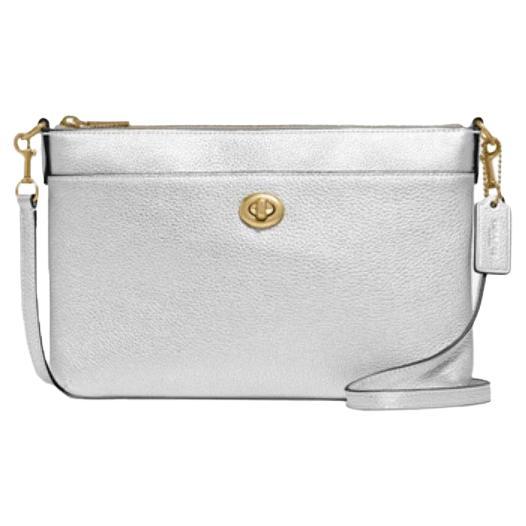 NEW Coach Silver Polly Metallic Leather Crossbody Bag For Sale at 1stDibs