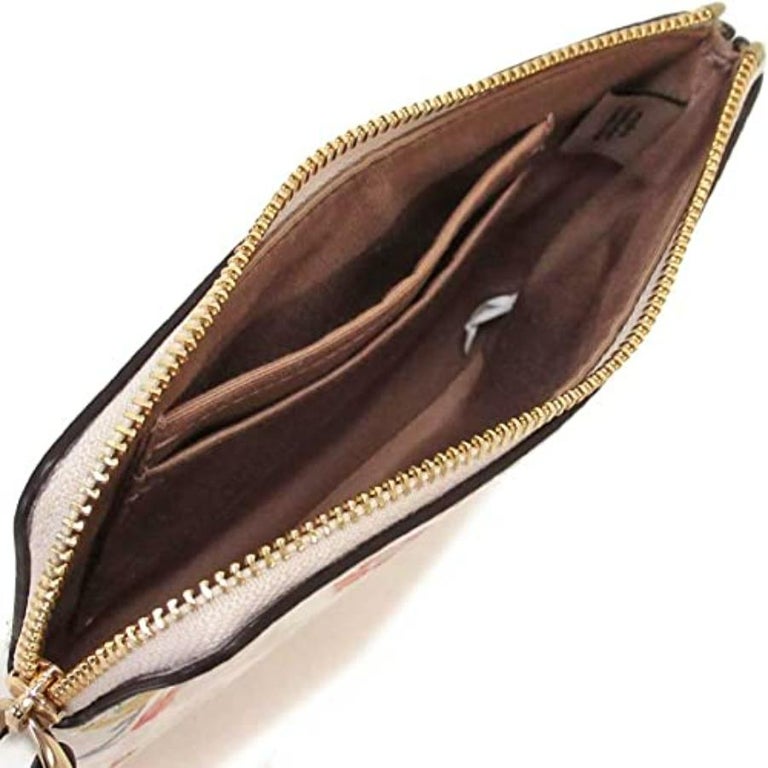 NEW Coach White Corner Zip Mystical Floral Signature Canvas Wristlet ...