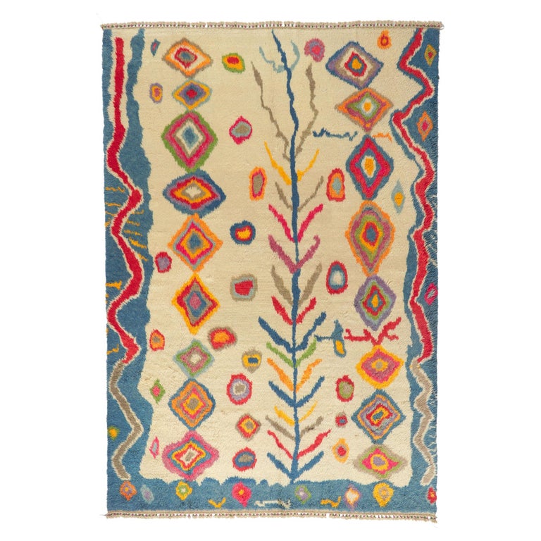 New Colorful Turkish Tulu Angora Wool Rug For Sale at 1stDibs