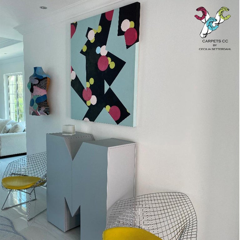 Painting "New Comer" 2014 Geometric Modern Blue Canvas by Cecilia ...