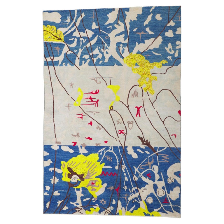 New Contemporary Area Rug Inspired by Joan Miro For Sale at 1stDibs