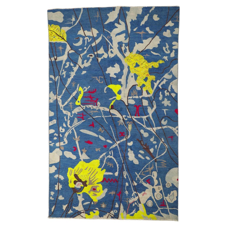 New Contemporary Area Rug Inspired by Joan Miro For Sale at 1stDibs