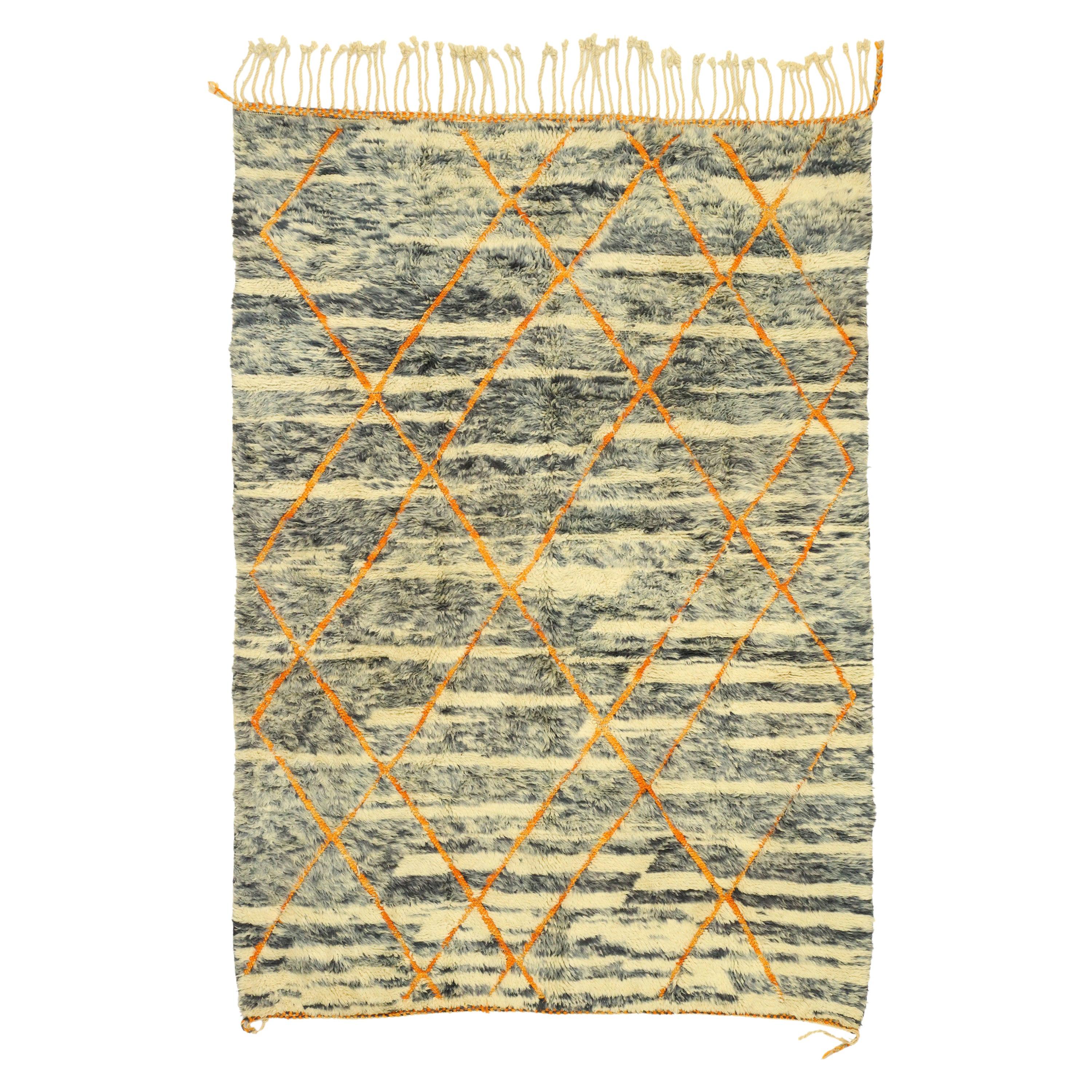 Vintage Red Beni Mrirt Carpet, Berber Moroccan Rug with Modern Tribal ...