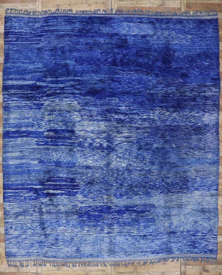 New Contemporary Berber Blue Moroccan Rug with Modern Style For Sale at ...