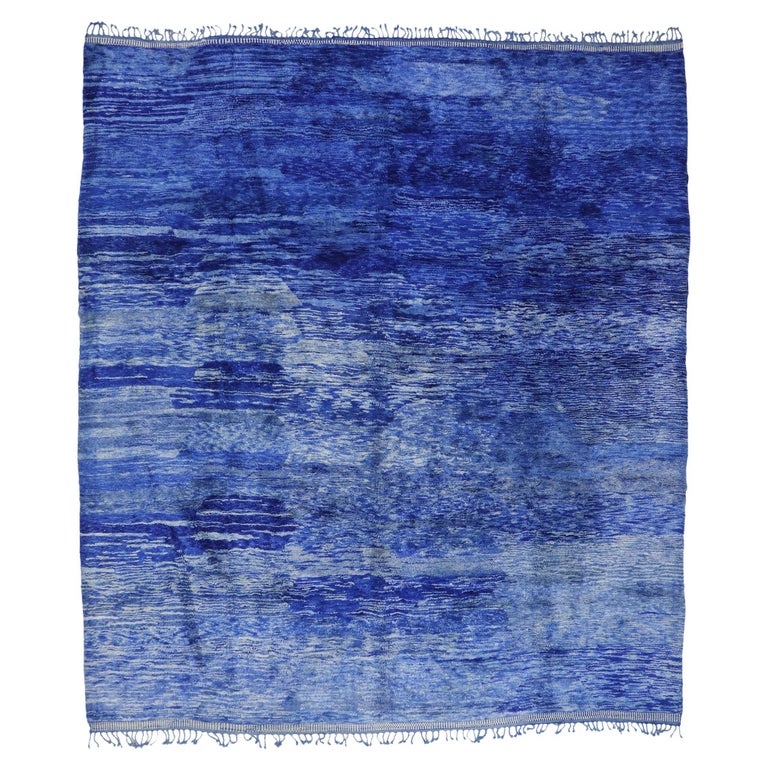 New Contemporary Berber Blue Moroccan Rug with Modern Style For Sale at ...