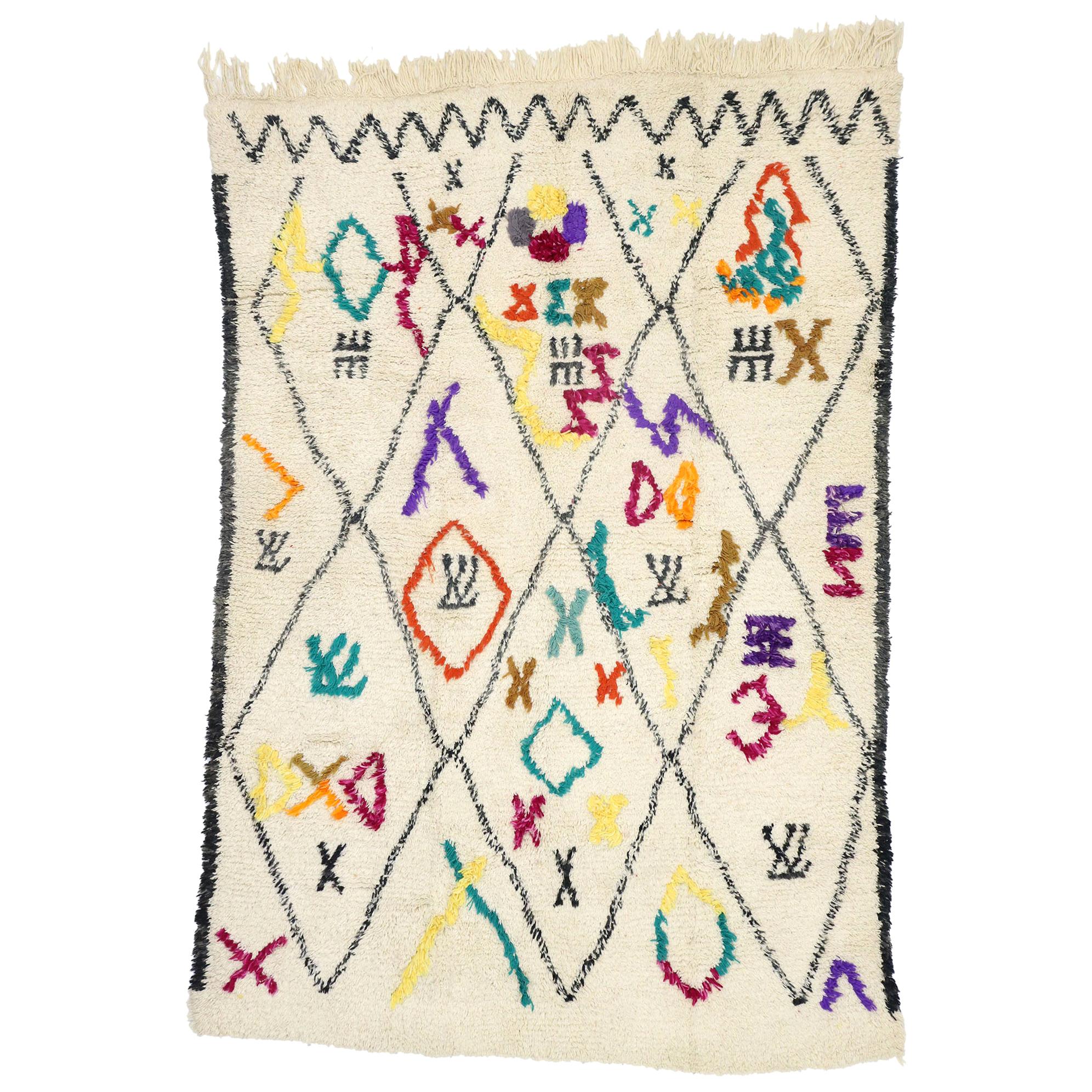 New Contemporary Berber Moroccan Azilal Rug with Hygge Bohemian Tribal ...