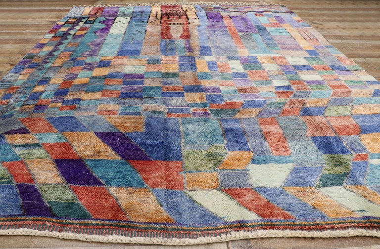 New Color Block Moroccan Rug with Cubist Abstract Expressionist Style ...