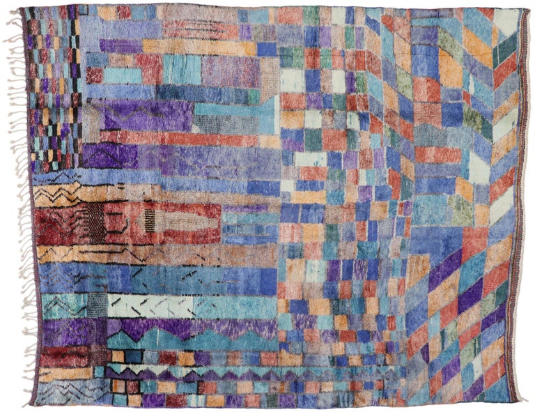 New Color Block Moroccan Rug with Cubist Abstract Expressionist Style ...