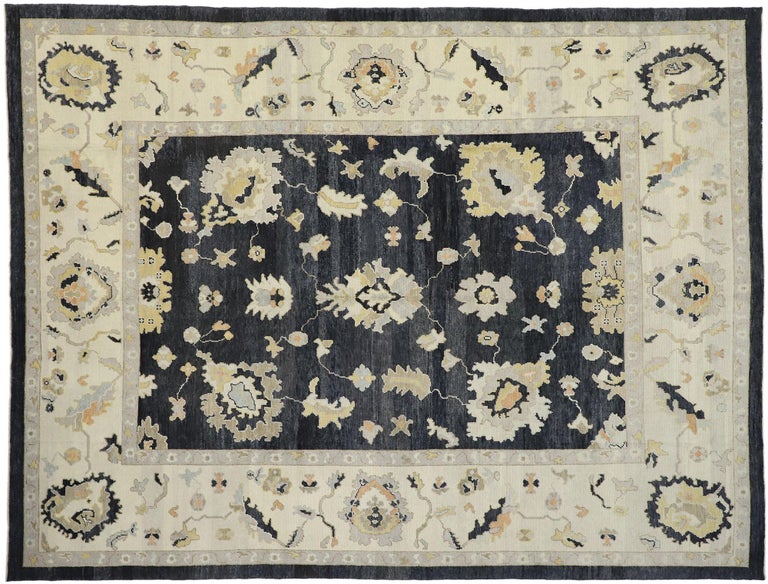New Contemporary Black Turkish Oushak Rug with Modern Style For Sale at ...