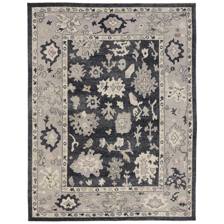 New Contemporary Black Turkish Oushak Rug with Modern Style For Sale at ...