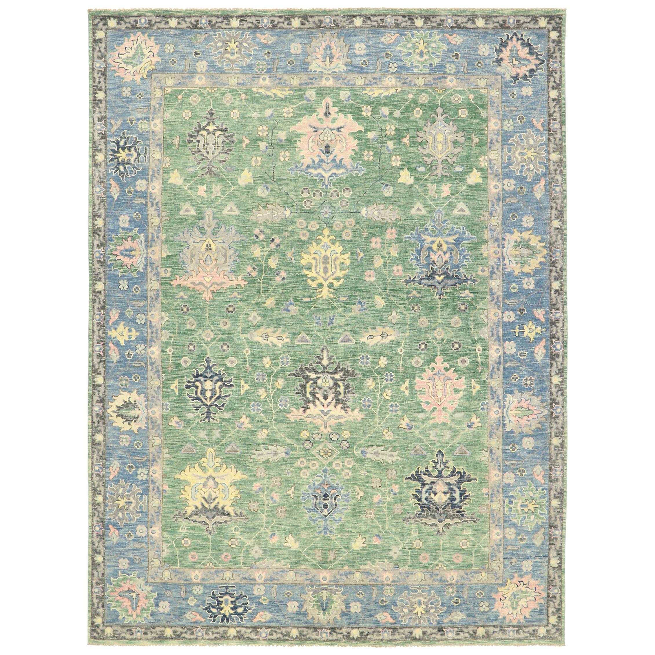 21st Century Contemporary Oushak Colorful Wool Rug For Sale at 1stDibs