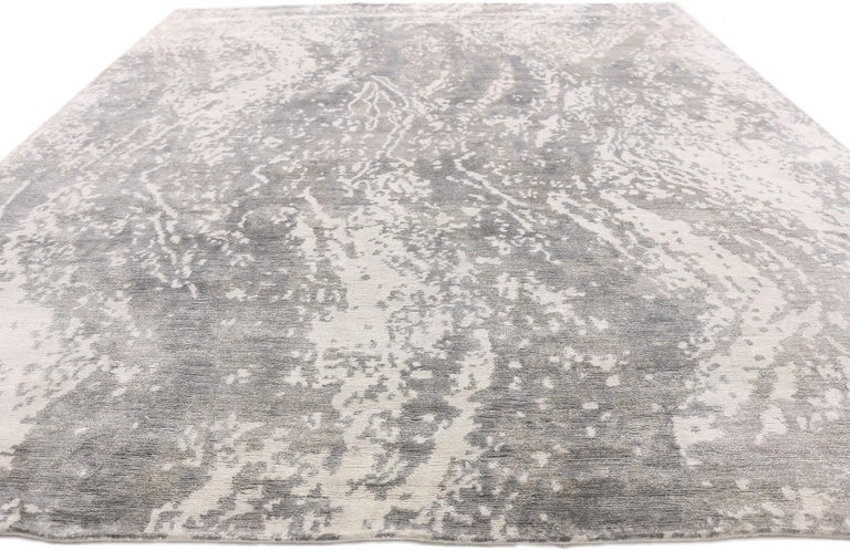 New Contemporary Gray Area Rug with Grunge Art Style For Sale at 1stDibs