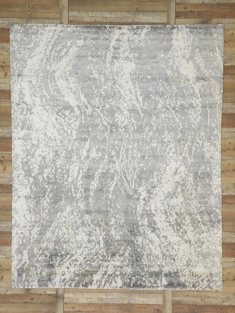 New Contemporary Gray Area Rug with Grunge Art Style For Sale at 1stDibs