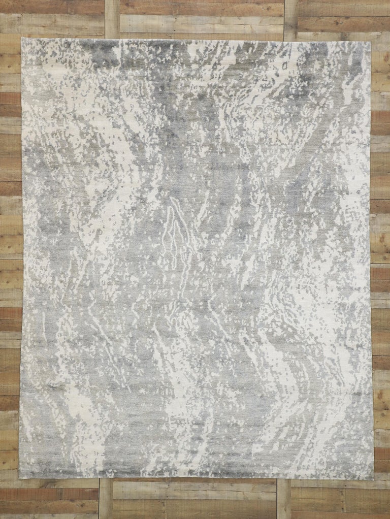 New Contemporary Gray Area Rug with Grunge Art Style For Sale at 1stDibs