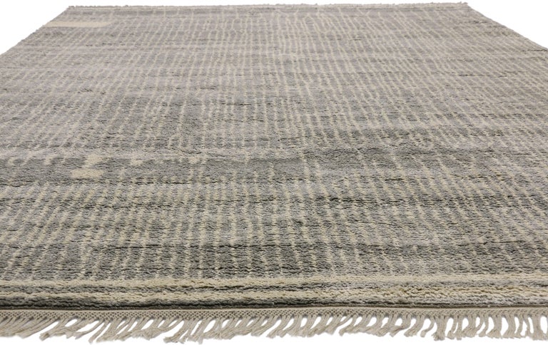 New Contemporary Gray Moroccan Style Rug with Organic Modern Style ...